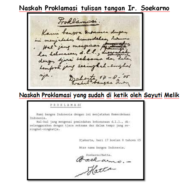 NAYA NET: Perbedaan naskah proklamasi tulisan Ir. Soekarno dan naskah ...