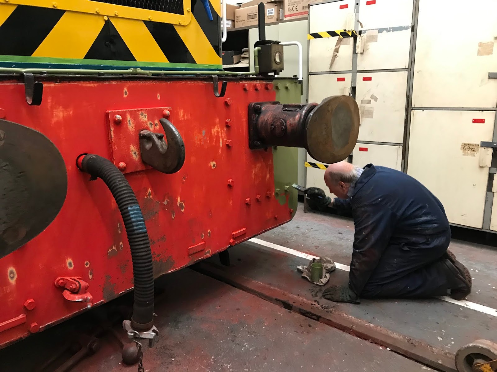 North Tyneside Steam Railway: Buffer beam priming