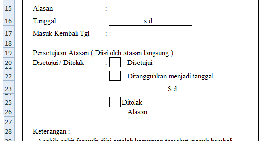 Contoh Formulir Pengajuan Cuti atau Izin Dengan Menggunakan Microsoft ...