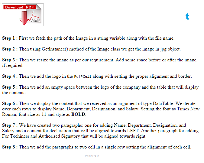 techiners.in: Create pdf file with logo along with table formatting techiners.in: Create pdf file with logo along with table formatting