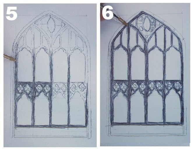 Artclass challenge: Draw a Cathedral Window in Ballpoint Pen