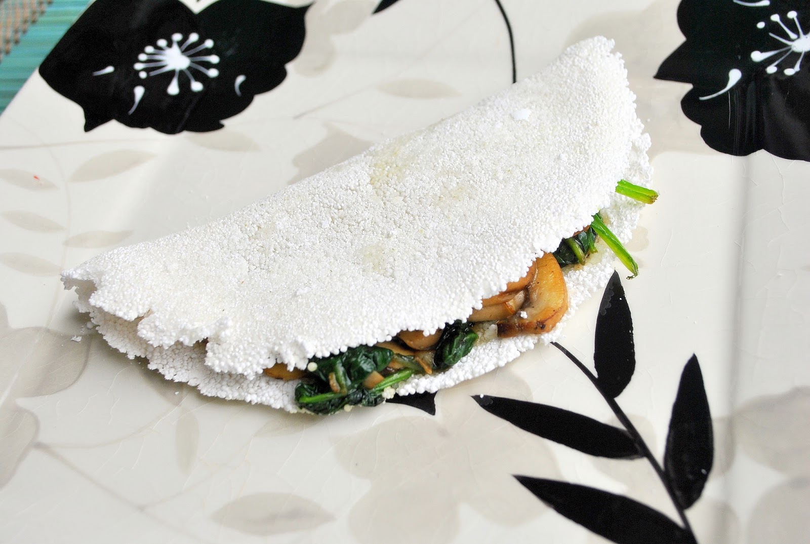 Brazilian Tapioca with Mushroom & Spinach (Tapioca com Cogumelo ...