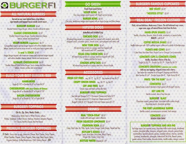 BurgerFi, the best burger place in Auburn?: BurgerFi Menu