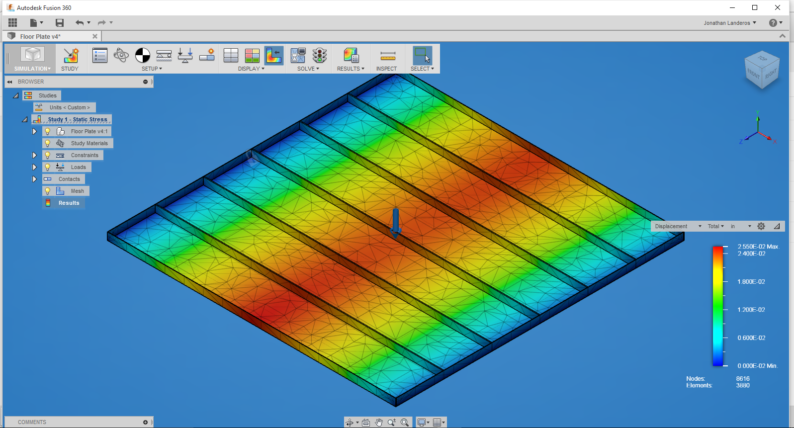 The FEA analysis. I'm looking to see how much the floor deflects.