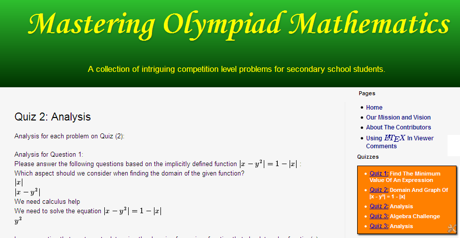 Mastering Olympiad Mathematics: Quiz 2: Analysis