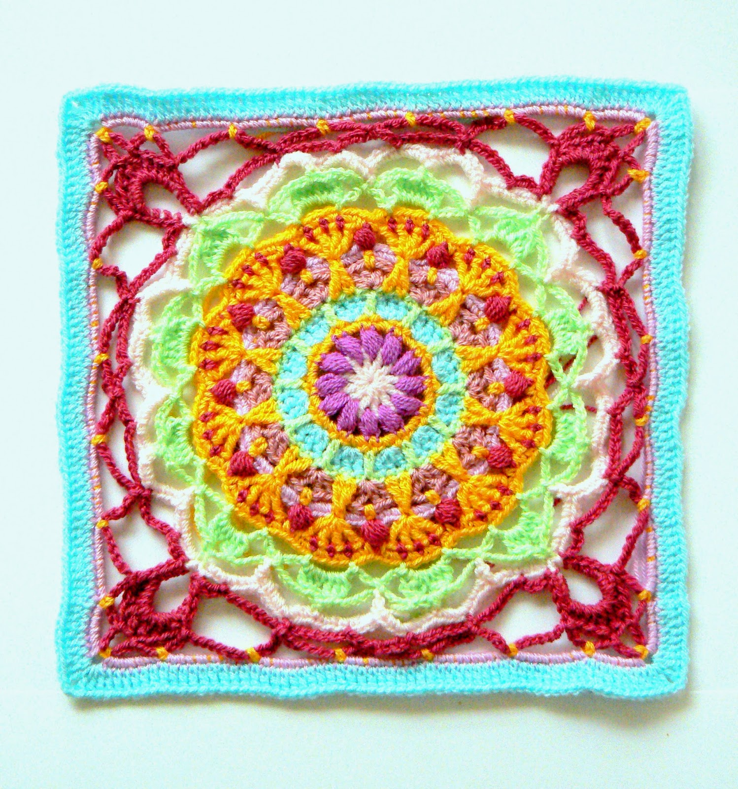 Little Crochet: Granny Wednesday - Square 'Jewelled' Mandala