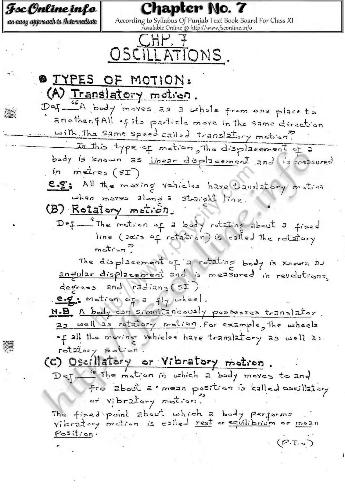 Physics Practicals : CHAPTER 7 (OSCILLATIONS)