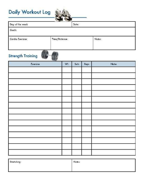 Workouts log templates printable in PDF