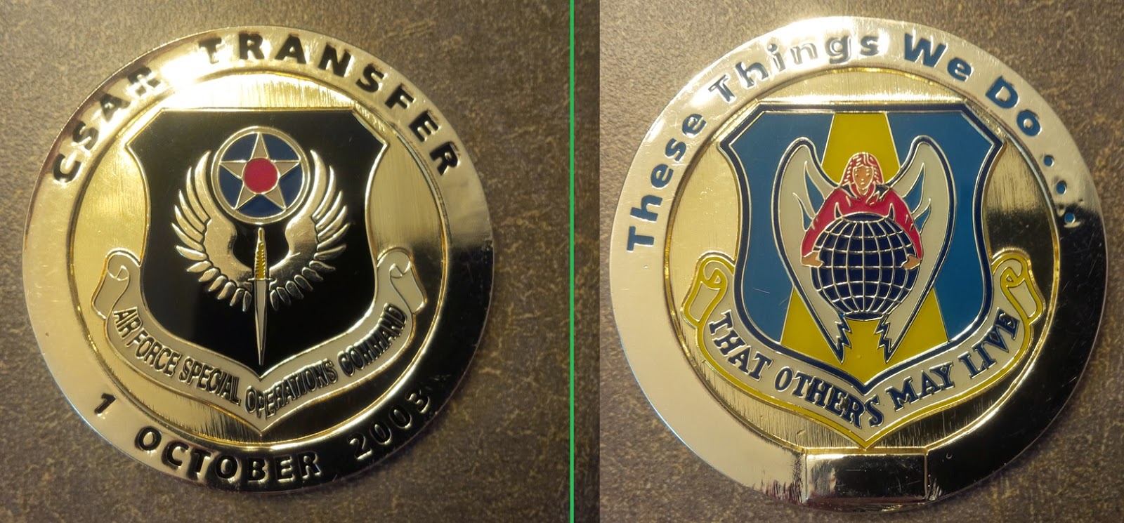 THE USAF RESCUE COLLECTION: USAF AFSOC / CSAR Transfer Challenge Coin