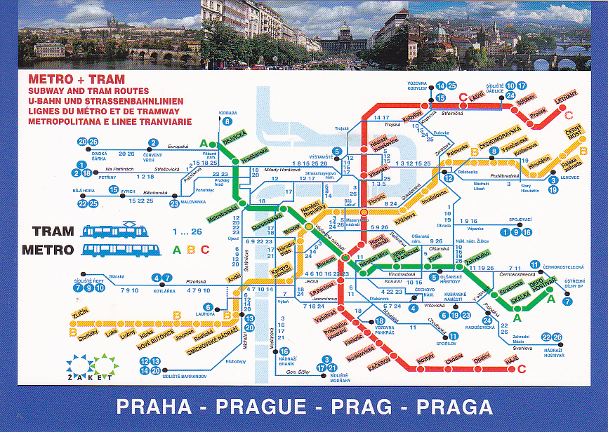 Postcard A La Carte 2: Czechia - Prague - Tram and Metro Map
