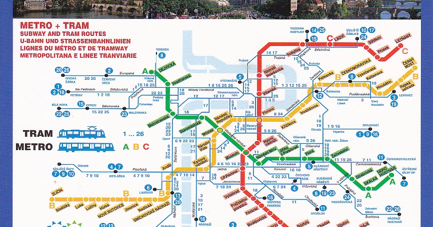 Postcard A La Carte 2: Czechia - Prague - Tram and Metro Map