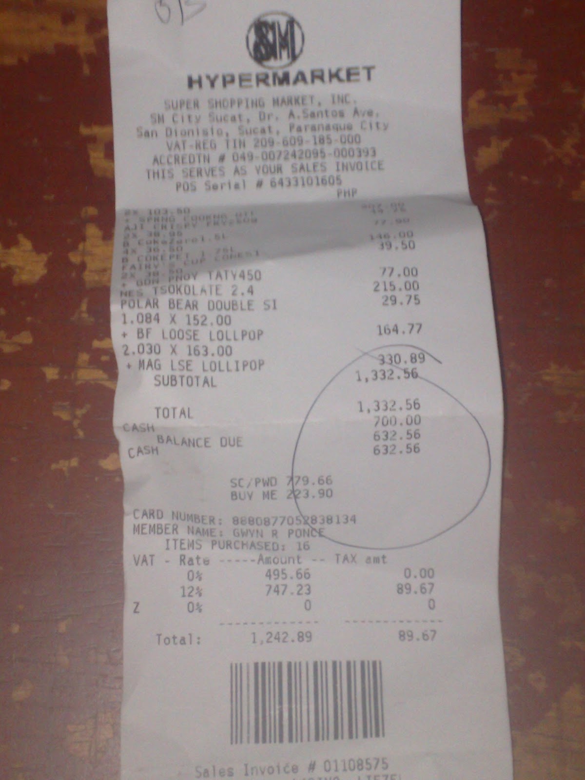 Gwyn Tolentino Reyes-Ponce: Receipts Receipts On Gianne's Party