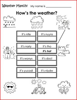 Fichas de Inglés para niños: Weather worksheets for children