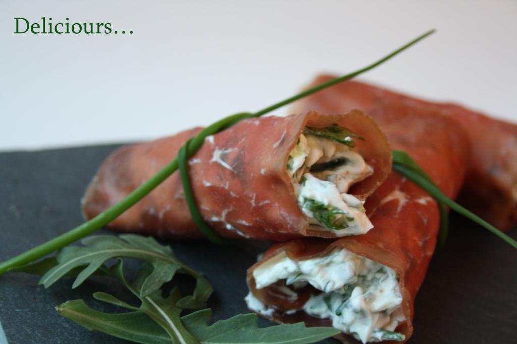 Deliciours...: Roulés de viande des Grisons au chèvre & roquette