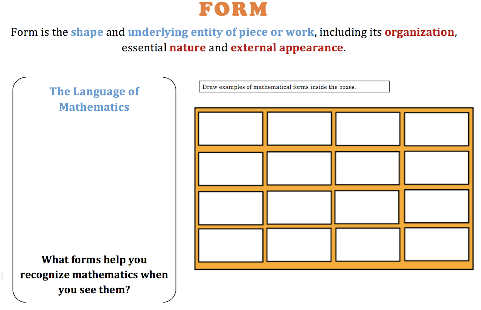 Puzzles and Figures: Rich Tasks 20: Exploring MYP Key Concept 'Form'