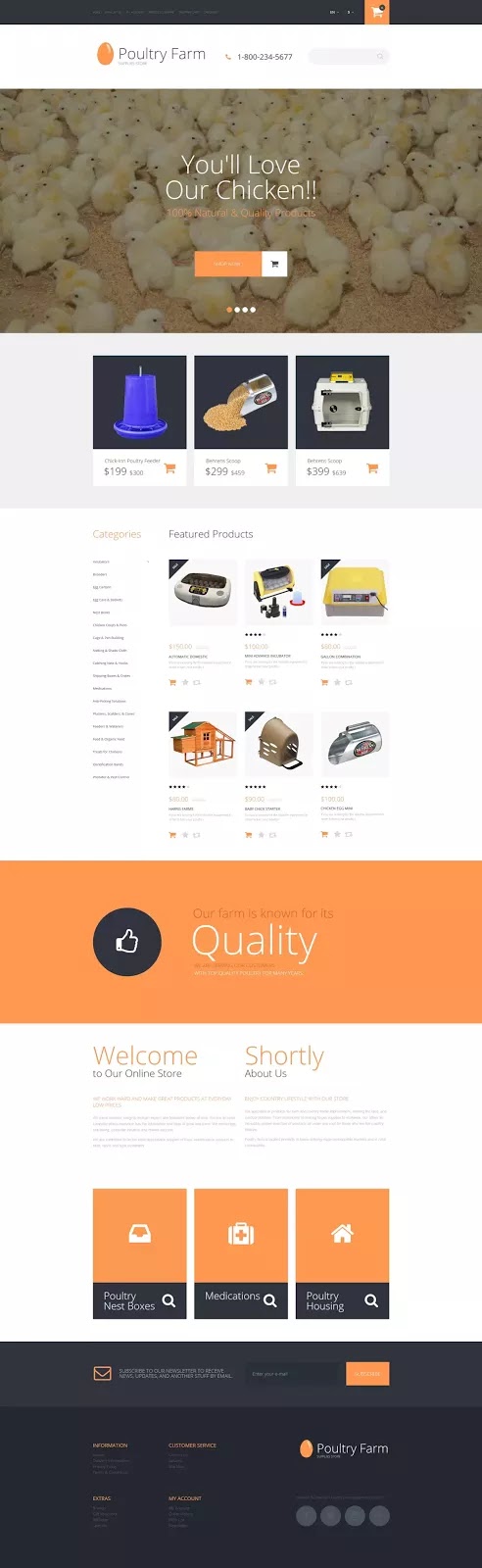 Free Poultry Farm Opencart Template | Website Design Templates