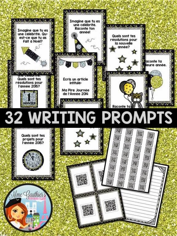 Mme Gauthier's French Class: FRENCH New Year QR Codes Writing Prompts
