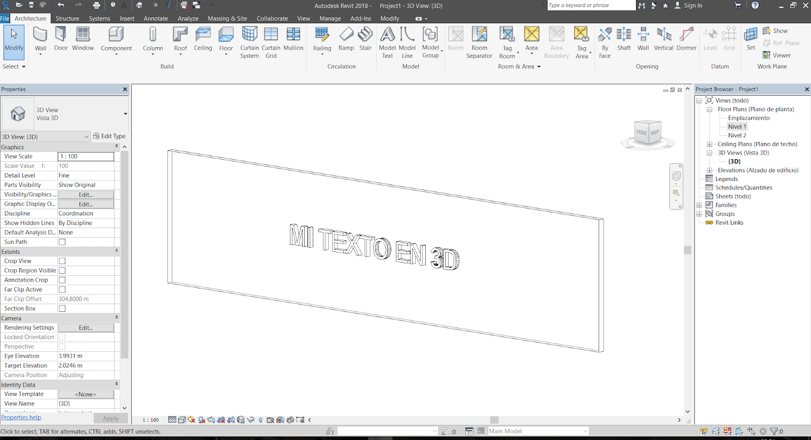 CÓMO CREAR TEXTO 3D EN REVIT ~ BIM_PROG