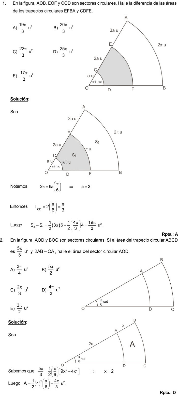 SECTOR CIRCULAR EJEMPLOS Y EJERCICIOS RESUELTOS DE SECUNDARIA Y ...
