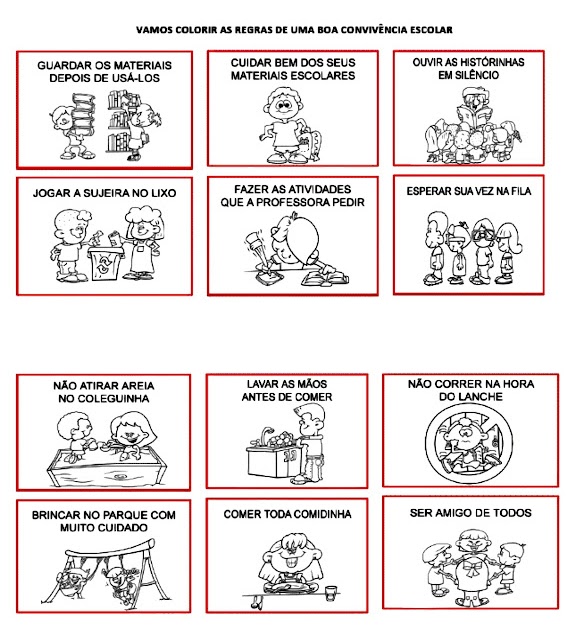 Regrinhas de convivência ~ Atividade para imprimir