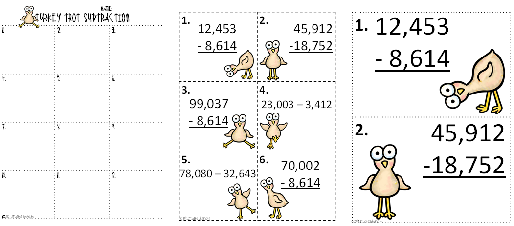 Tastes Like Paste: Turkey Trot: Multi-Digit Subtraction