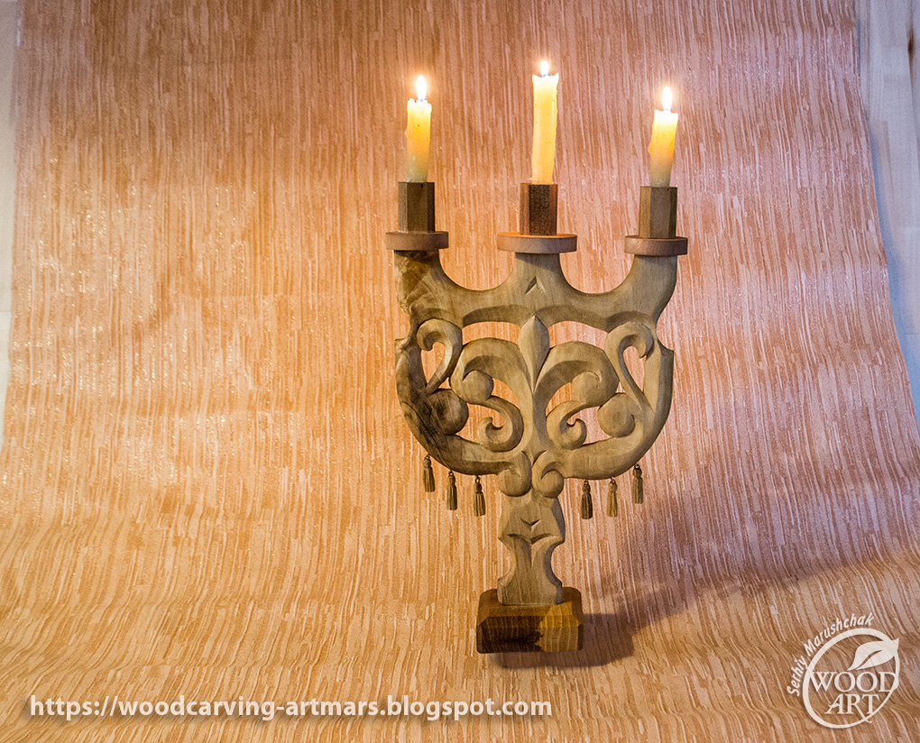WOODCARVING / Різьблення по дереву: Різьблений свічник-трійця / Carved Candlestick-Trinity