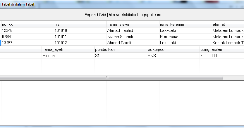 TUTORIAL DELPHI: Expand Grid, DBGrid di dalam DBGrid Delphi