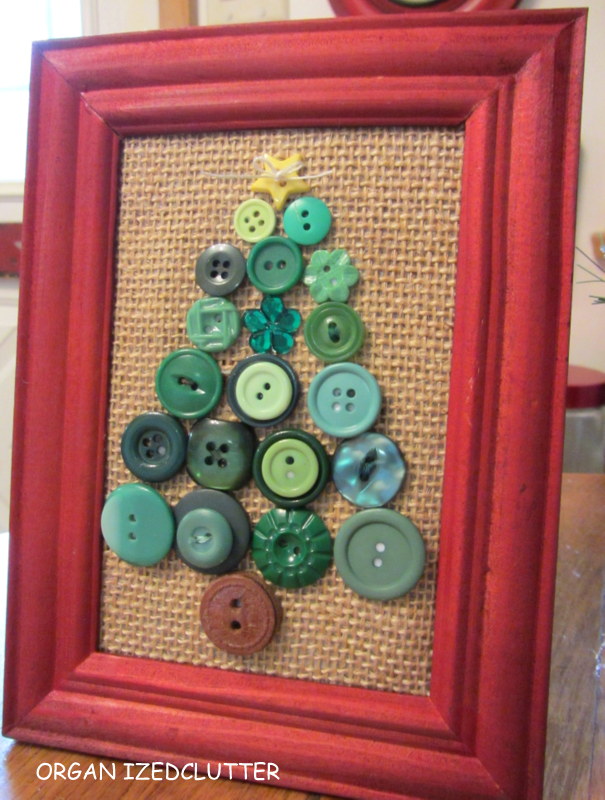Framed Button Box Snowman & Christmas Tree - Organized Clutter