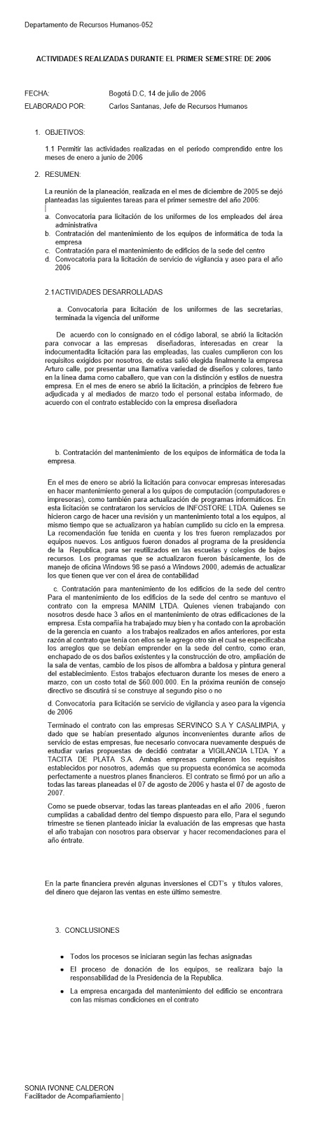 Cartilla Administrativa : INFORME ADMINISTRATIVO