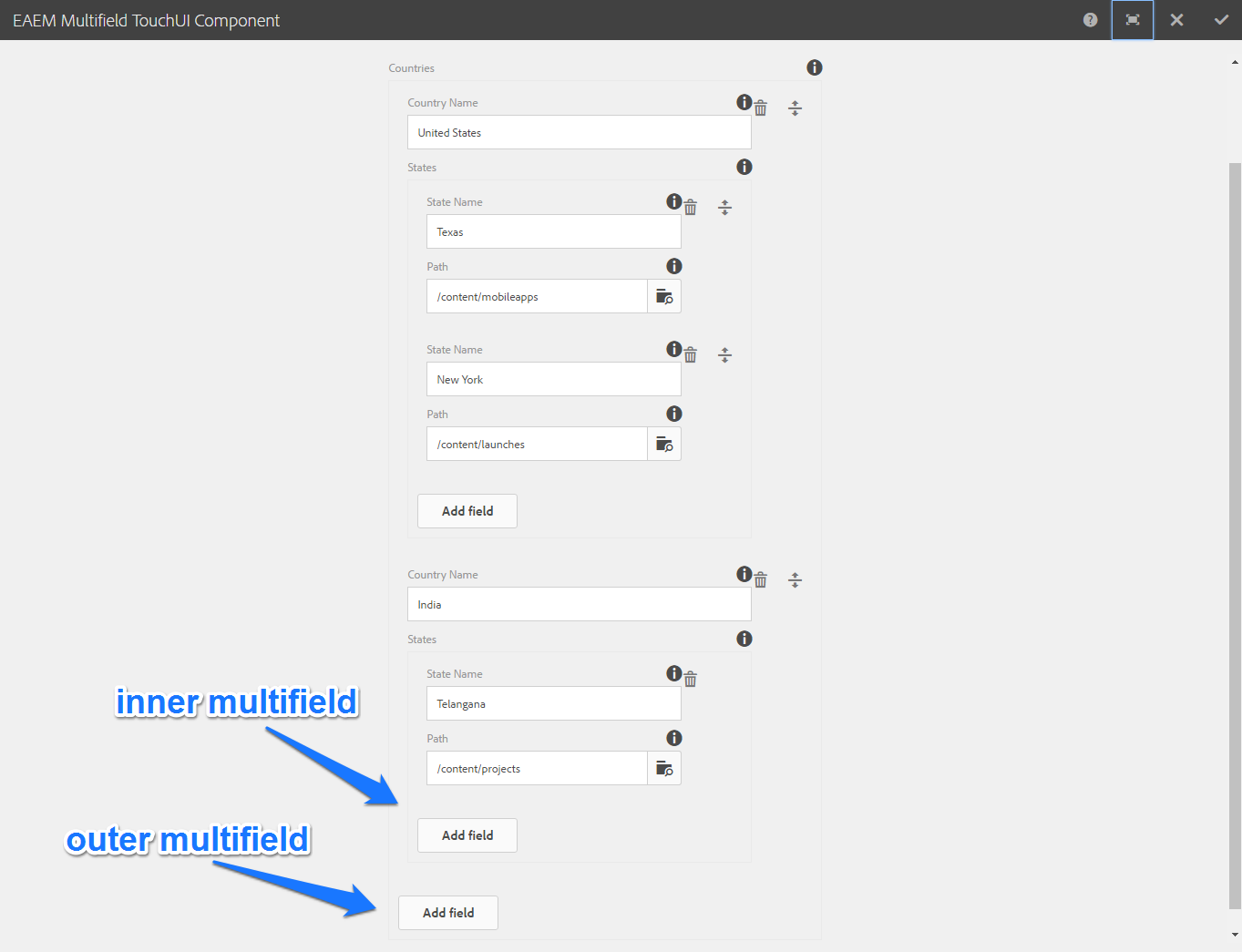 Experiencing Adobe Experience Manager (AEM, CQ): AEM 62 - Touch UI Nested ( Multi-Multi ...