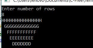 All C Programs: Alphabetical SandGlass Pattern 2 using C