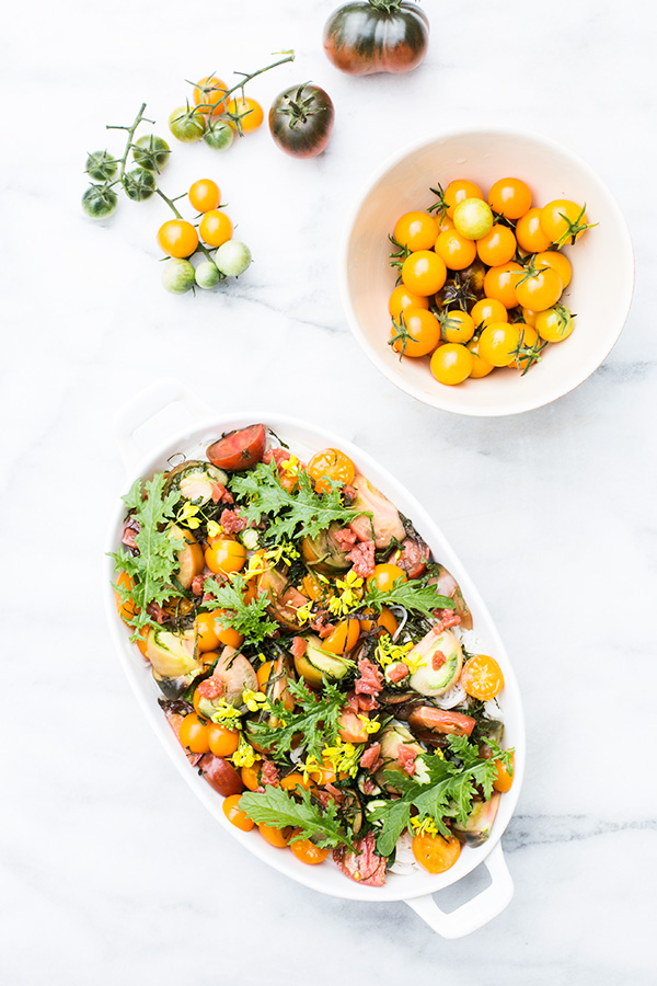 Tomato Noodle Salad with Shiso and Umeboshi Dressing | Bella Bonito