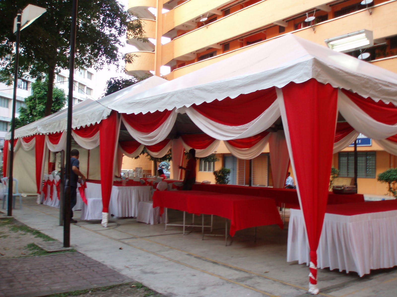 TENDA CANOPY: SET KHEMAH STANDARD + SCALLOP (THEME MERAH-PUTIH)