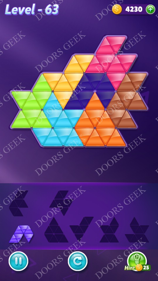 Block! Triangle Puzzle Advanced Level 63 Solution ~ Doors Geek