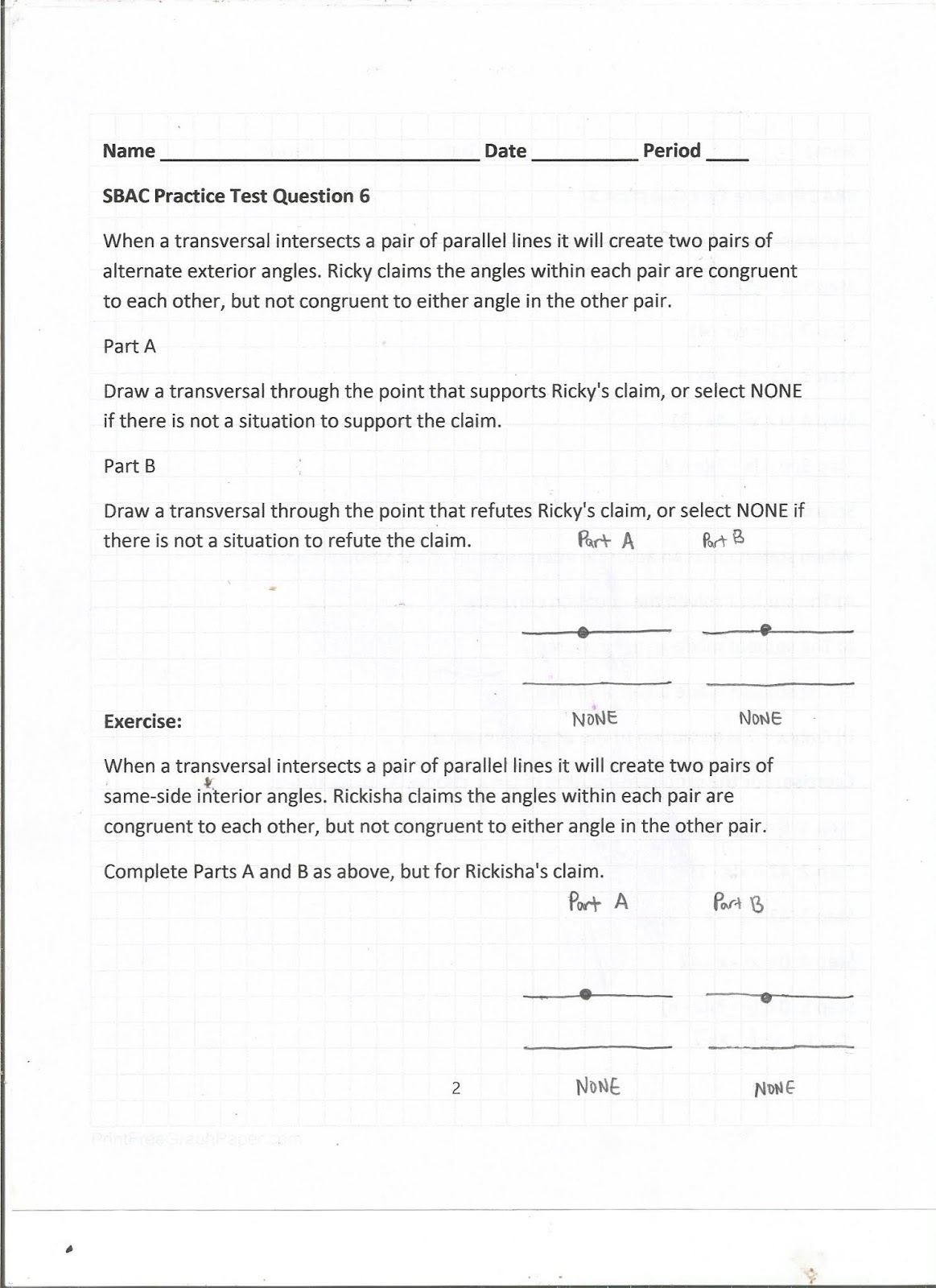 Geometry, Common Core Style: SBAC Practice Test Questions 5-6 (Day 166)