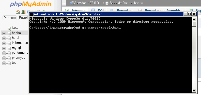 Como importar um Banco de Dados pelo CMD