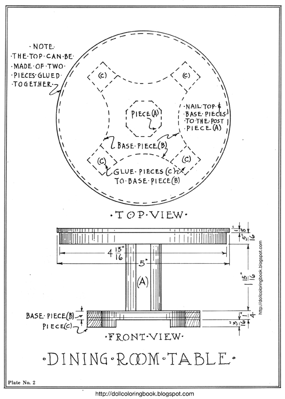 Miniature Dining Room Furniture Plans | The Doll Coloring Book