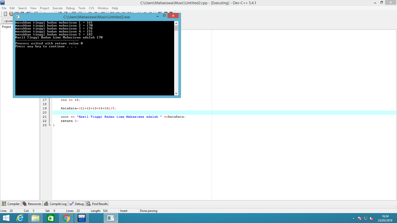 Cara Membuat Program Menghitung Menggunakan DEV C++ (Menghitung Tinggi ...