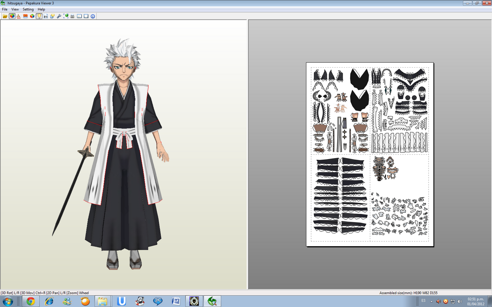 bleach papercraft: Tōshirō Hitsugaya