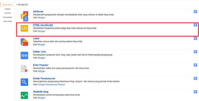 cara menambahkan widget | tutorial blog