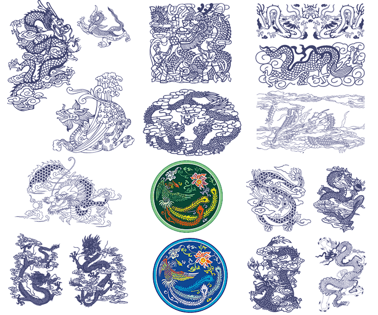 Gia phả Họ Đoàn: Vector Long Phụng (Rồng Phượng) cực đẹp