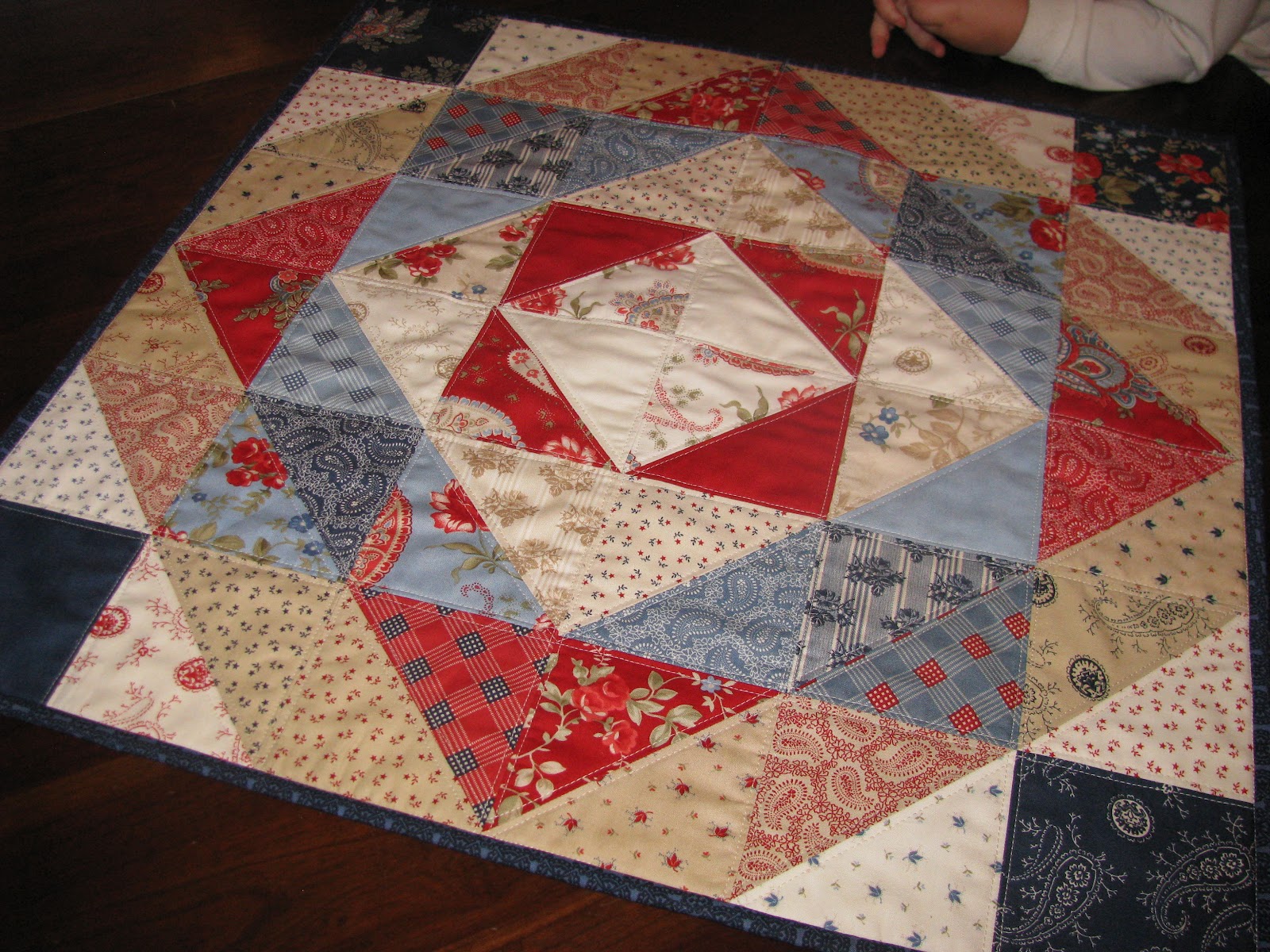 Fresh Dew Drops: Patriotic Half Square Triangle Table Topper