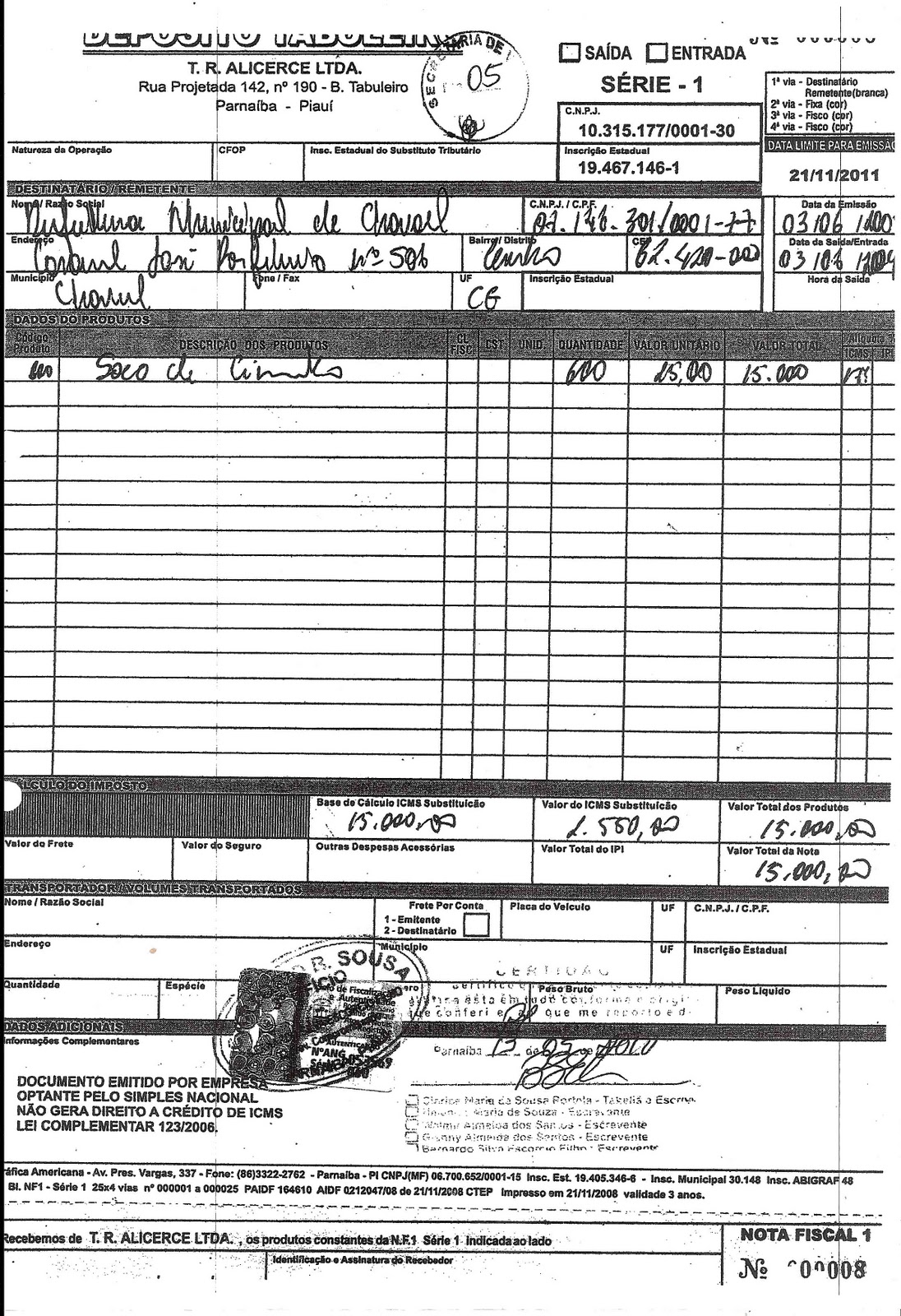 Nota fiscal in english - leryenviro