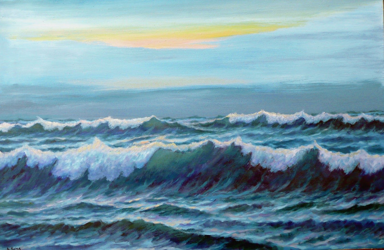 Antonio Reina Gómez - Pintor de Málaga: Mar picada.