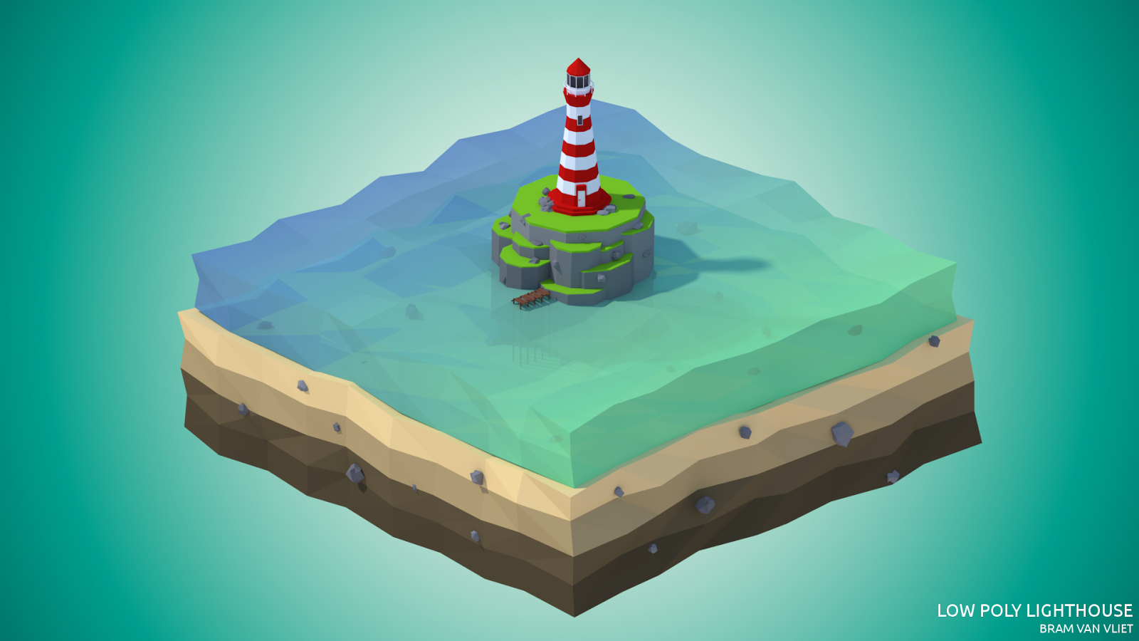 Low Poly Lighthouse on a Rock