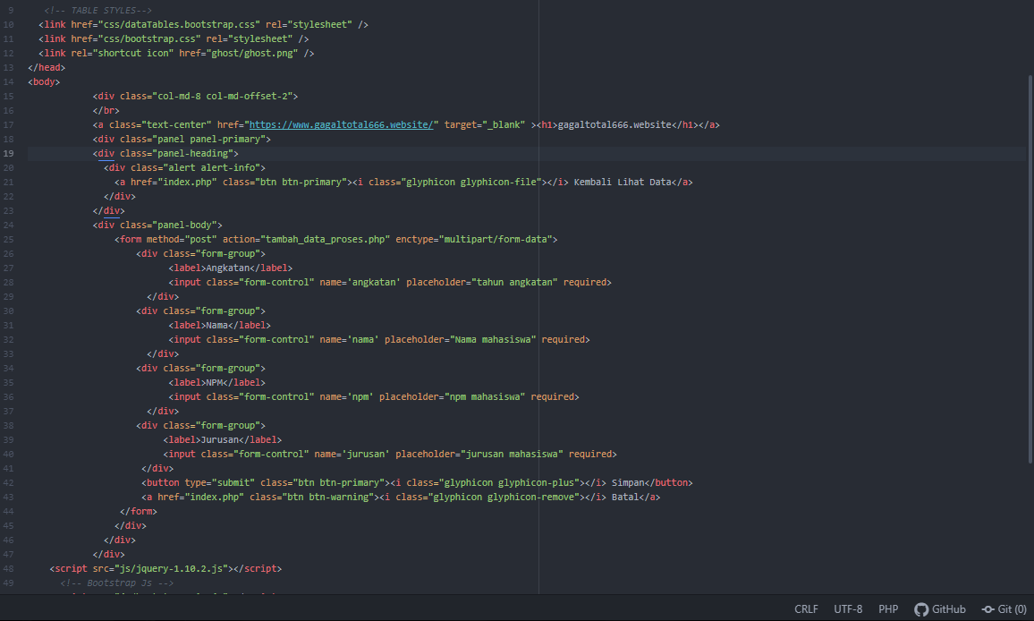 Belajar Membuat Crud Createreadupdatedelete Pada Php 7 Native Dan Mysqli Bootstrap