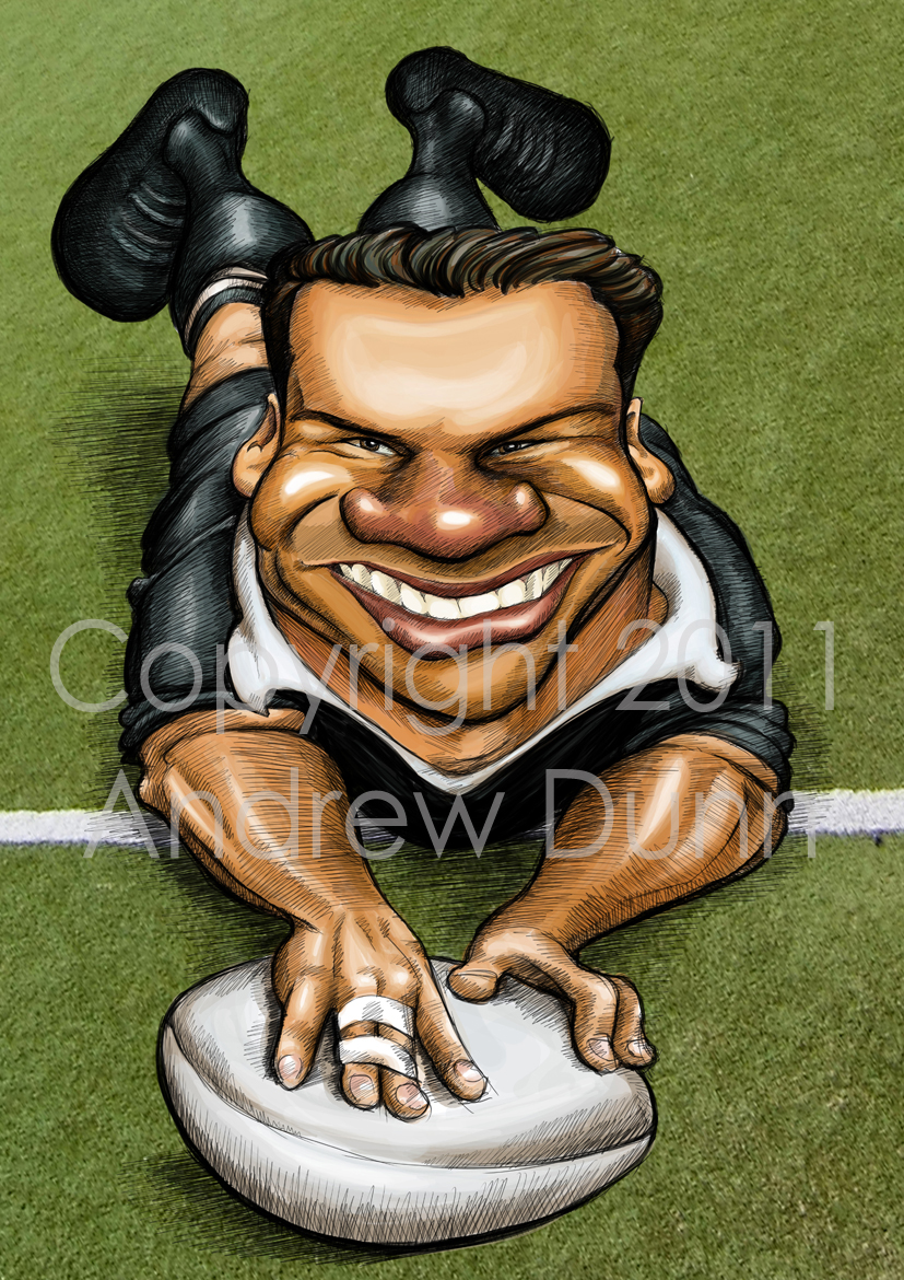 Rugby Caricatures: Michael Jones and Zac Guildford