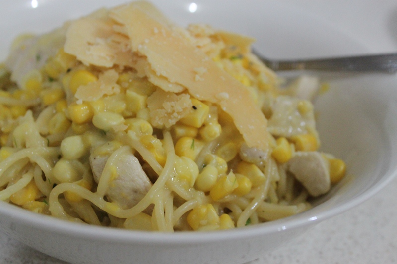 More than Words: Creamy Corn and Chicken Pasta