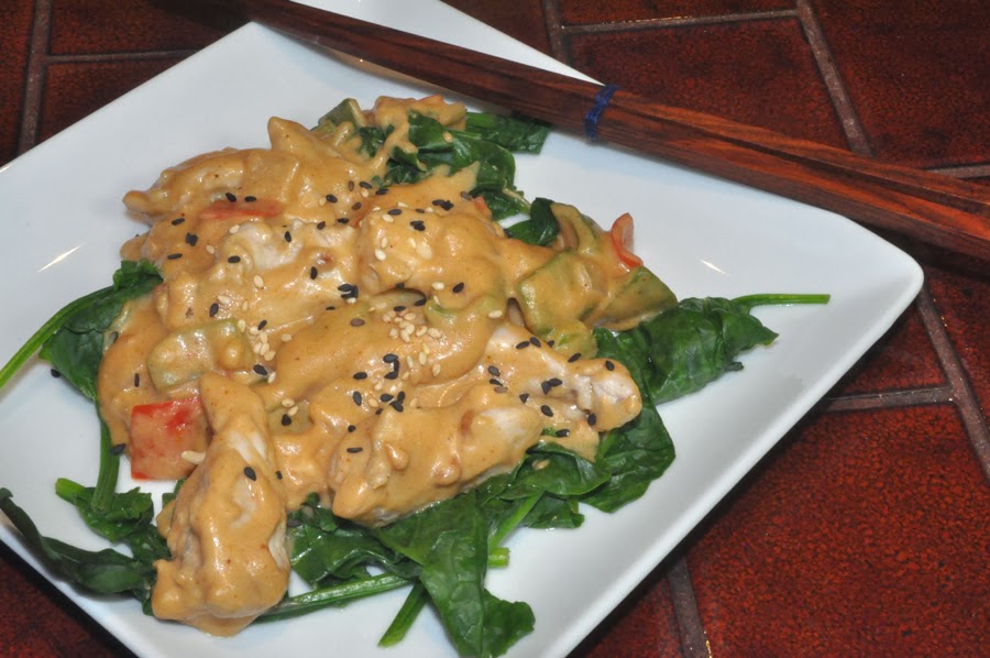 Stealth Cooking: Swimming Rama, Chicken in Thai Peanut Sauce