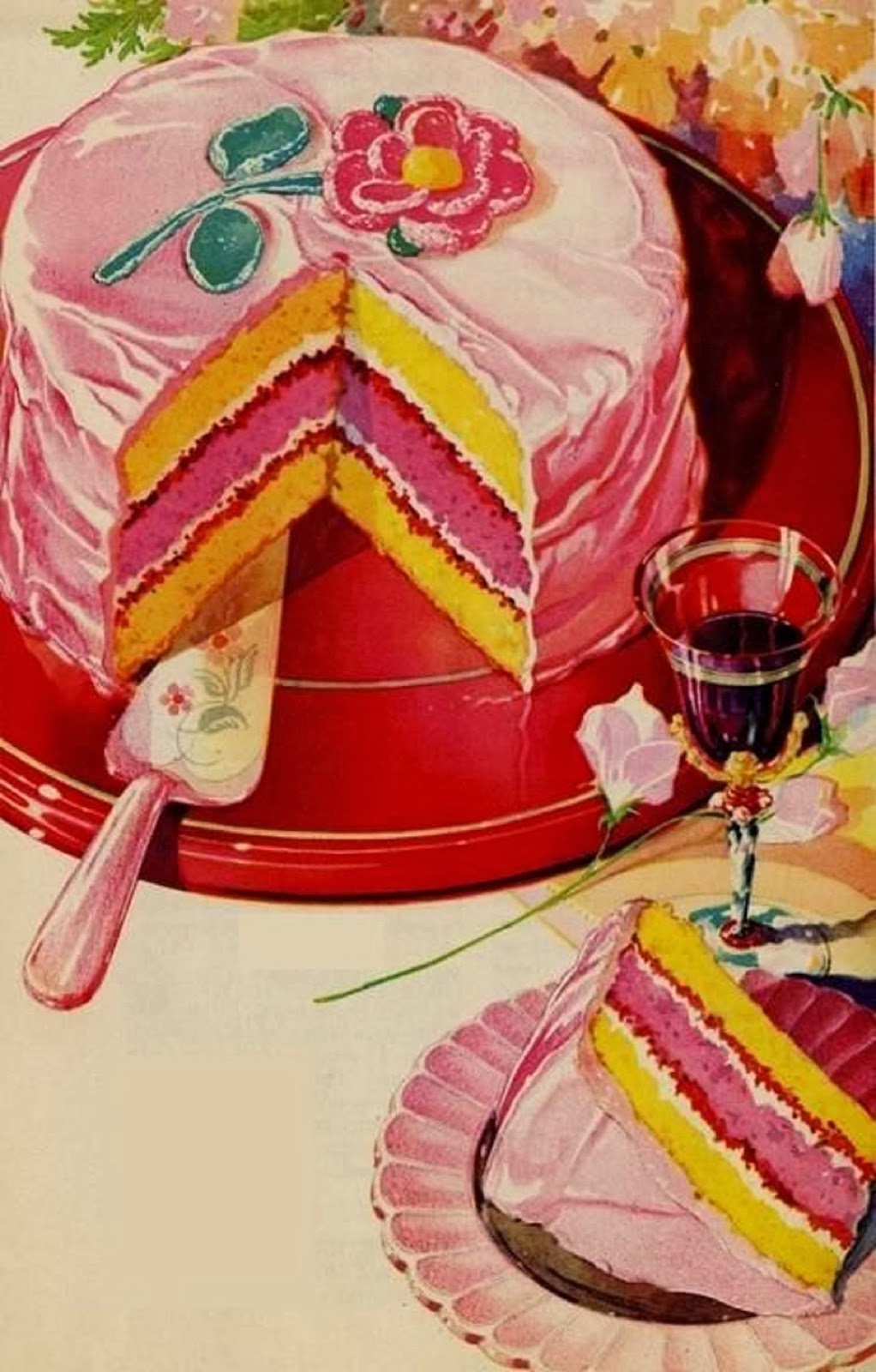 Cake illustration, Birthday cake illustration, Vintage baking